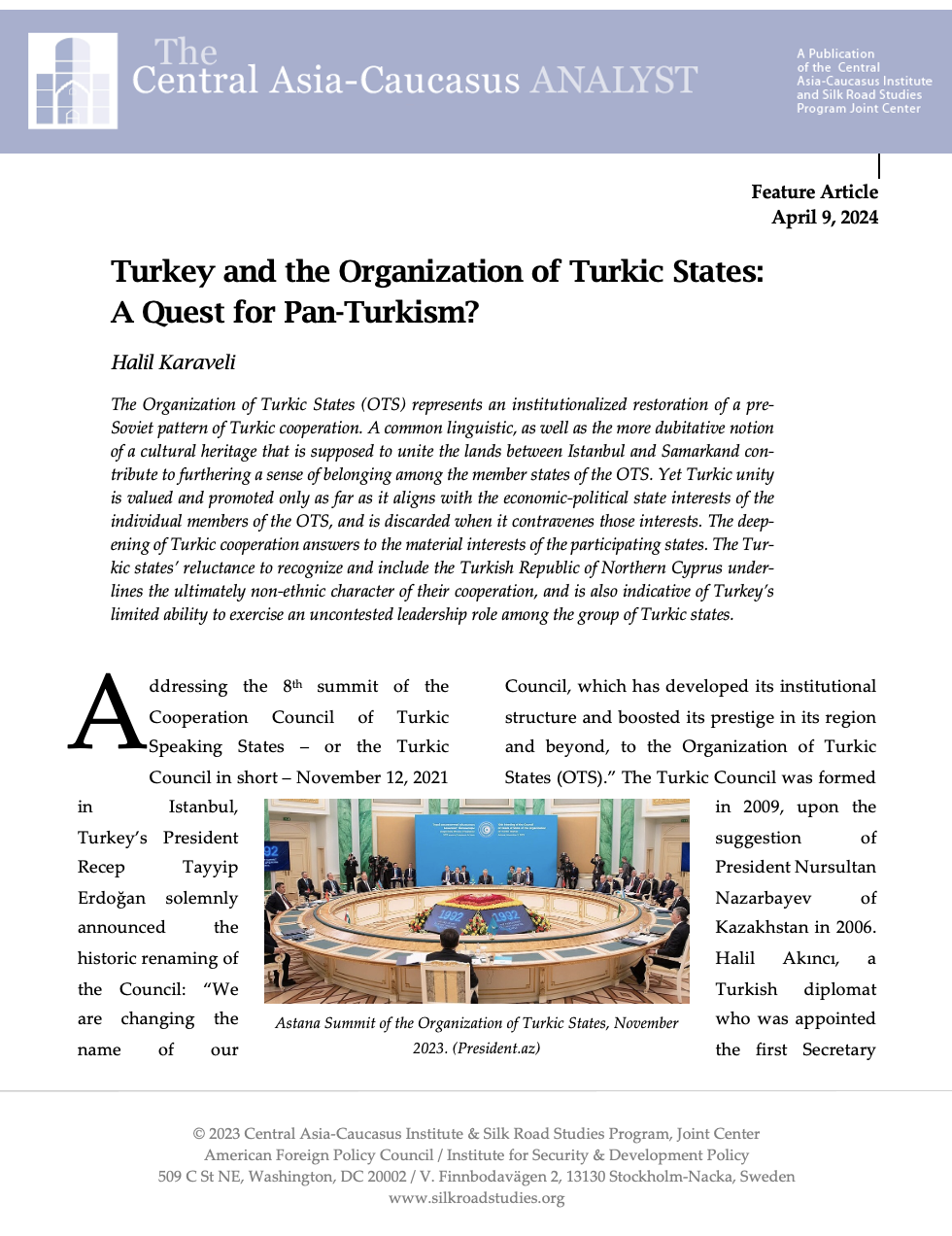 Turkey and the Organization of Turkic States: A Quest for Pan-Turkism?